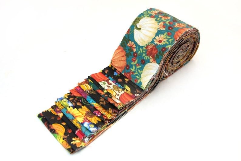 16 Pcs Fabric Strips Cute, Beautiful 100% Cotton Fabric Quilting Strips, Width 5 inch Length 44 inch, Gift Fall and Harvest Jelly Roll pre Cut Strips Quilt Fabric, DIY Blanket