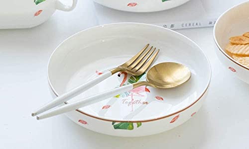 WooDeY Pasta Bowls Flamingo Tableware Beautiful Plate Jingdezhen Breakfast Ceramic Deep Plate Salad Bowls