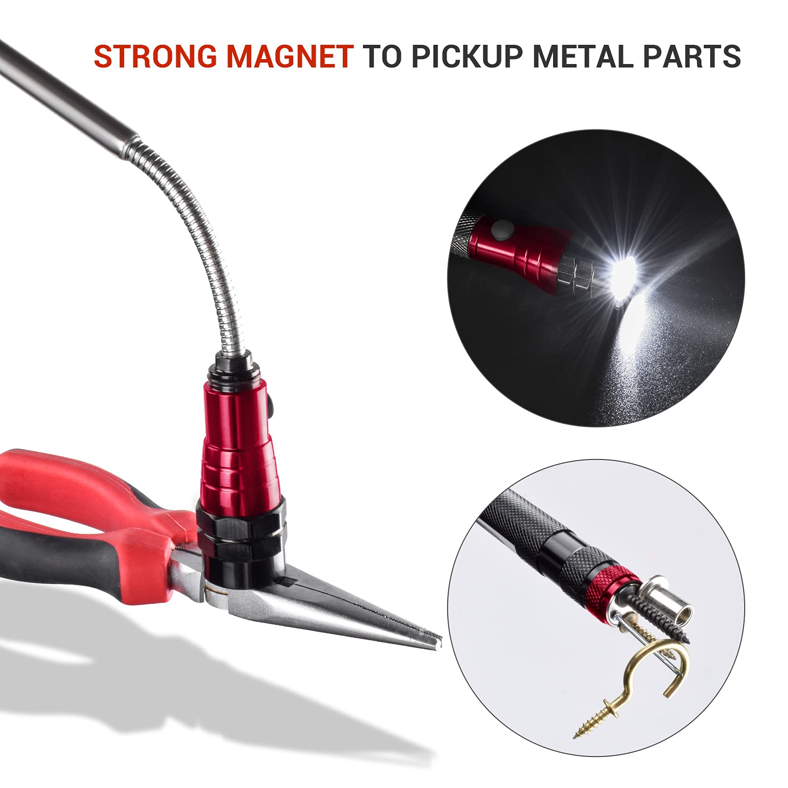 Gifts for Men Dad,Magnet Tool Telescoping Magnetic Pickup Light,22"" Extending Magnet Stick Cool Tool Gadget for Men,Unique Birthday Gift for Men HIM,HER,Husband,Grandpa, Stuff for Hard to Reach Place