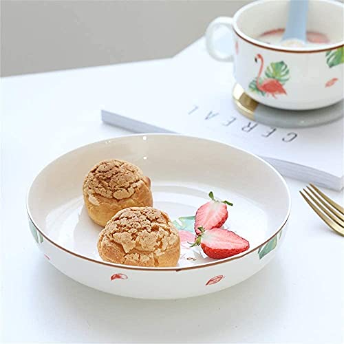 WooDeY Pasta Bowls Flamingo Tableware Beautiful Plate Jingdezhen Breakfast Ceramic Deep Plate Salad Bowls
