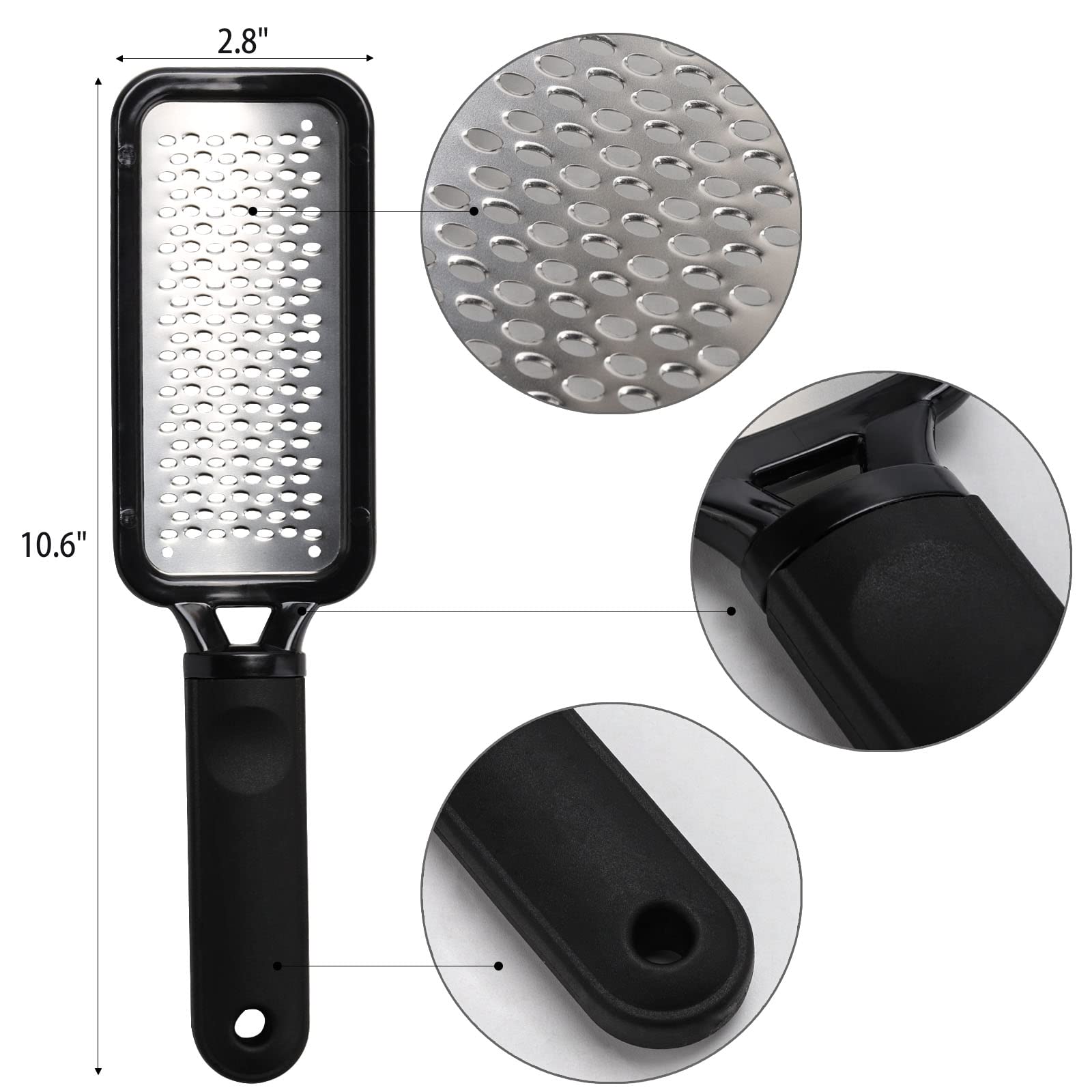3 Pieces Colossal Foot Files Kit Foot Scrubber Foot Rasp and Double-Sided Heel File Pedicure Tools Callus Remover Stainless Steel Feet Scraper Foot Grater for Dead Skin Professional