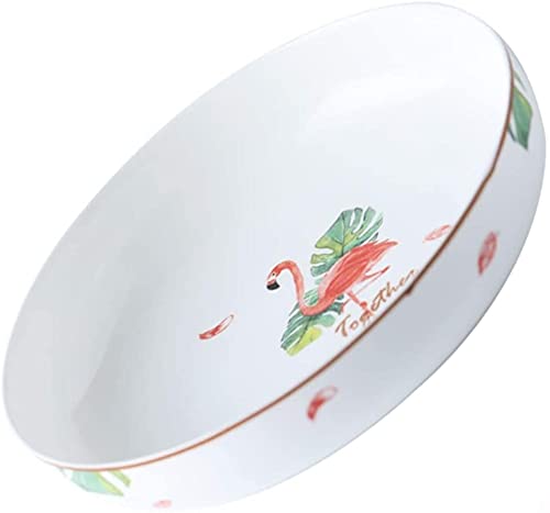WooDeY Pasta Bowls Flamingo Tableware Beautiful Plate Jingdezhen Breakfast Ceramic Deep Plate Salad Bowls