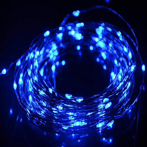 Dolucky 72FT 200 LED Blue Solar Outdoor String Lights, 8 Modes Solar Powered Waterproof Fairy Lights, Solar Copper Wire Lights for Garden Yard Christmas Decoration