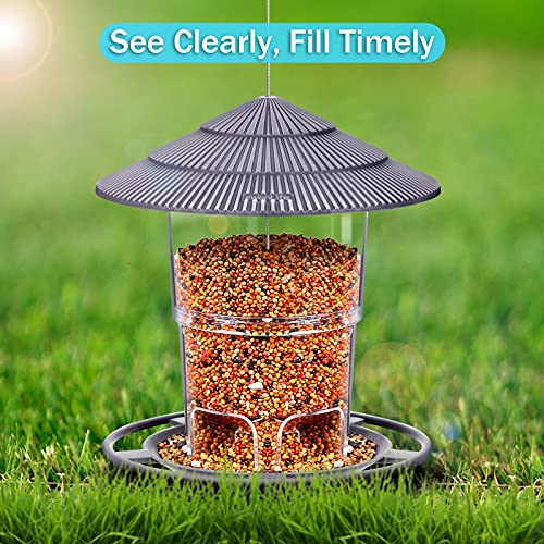 eWonLife Bird Feeders, Bird Feeder for Outside Outdoors Hanging, Squirrel Proof, Easy Clean and Fill, Adjustable Feeder with Sturdy Wire and Roof, Plastic, for Garden, Backyard, Terrace(25 OZ/Pack)