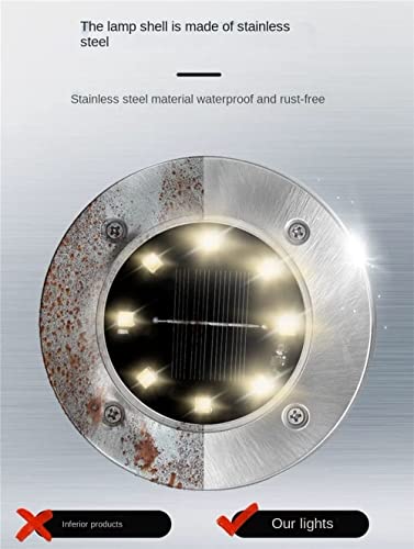 （8 Pack） Solar Ground Lights, 8LED Solar Powered Disk Lights Outdoor Waterproof Garden Light ，Landscape ，Lighting for， Yard Deck，Lawn，Patio Pathway，Walkway (White,Warm Colors，Color) (Multi-Colored)