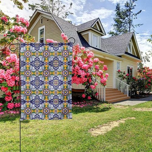 Mexican Talavera Tile Pattern Garden Flag - Vibrant Double Sided Garden Flag - Yard Decorating Flag Garden Flag Decoration - Outdoor Flag Decorator'S Favorite