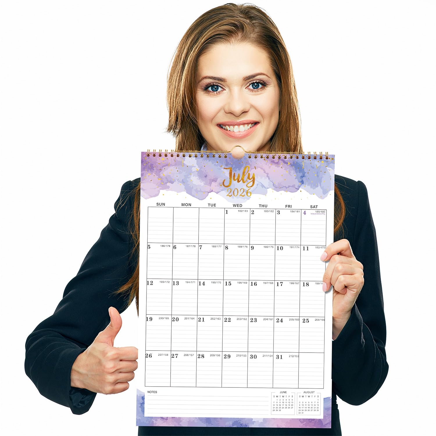 2023-2024 Wall Calendar - 18 Monthly Wall Calendar 2023-2024, 12" x 17", Jul. 2023 - Dec. 2024, Twin-Wire Binding, Hanging Hook, Blocks and Julian Dates - Colorful Waterink