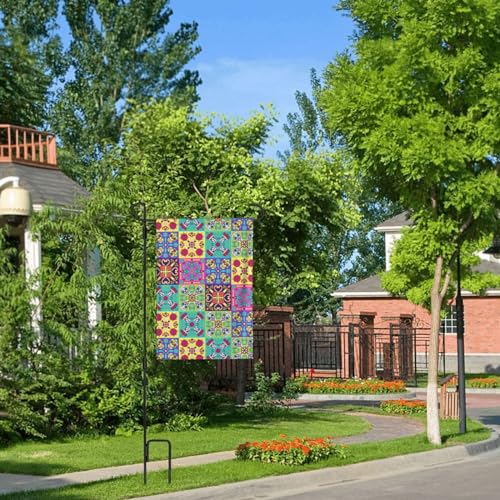 Mexican Talavera Tile Pattern Garden Flag - Vibrant Double Sided Garden Flag - Yard Decorating Flag Garden Flag Decoration - Outdoor Flag Decorator'S Favorite
