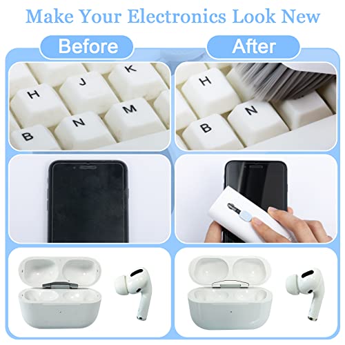 Laptop Screen Keyboard Earbud Cleaner Kit for Airpods Pro MacBook iPad iPhone iPod, walrfid Touchscreen Airpod Cleaning Pen Brush Tool Key Remover for PC Monitor TV Phone Computer Headphone - Blue