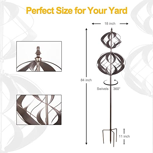 LimeHill Wind Spinner for Yard Garden - Kinetic 3D Metal Wind Spinners for Outdoor Decorations (Copper, 84 Inches)