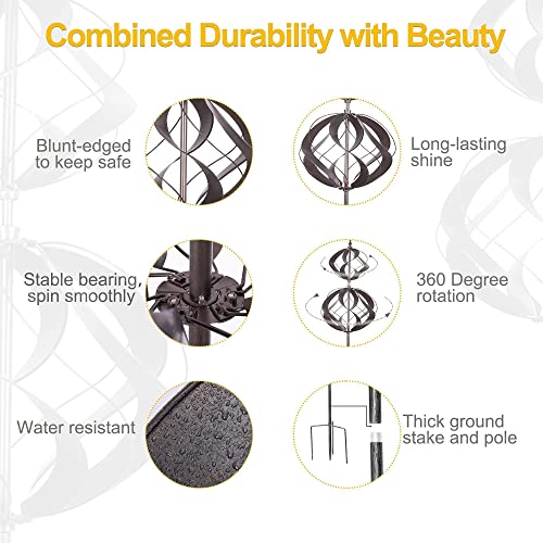 LimeHill Wind Spinner for Yard Garden - Kinetic 3D Metal Wind Spinners for Outdoor Decorations (Copper, 84 Inches)