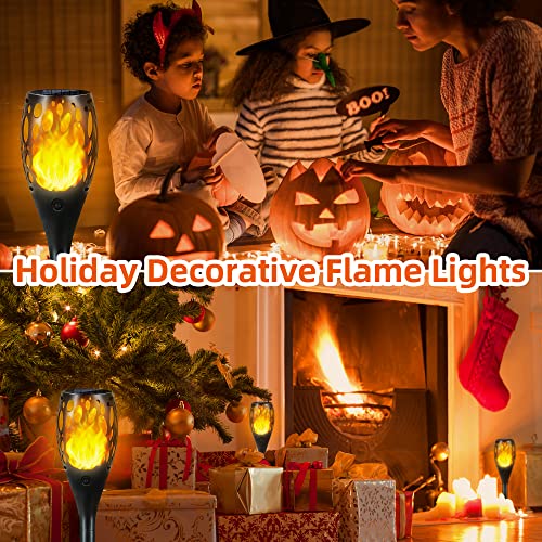 CONERIFE Solar Torch Lights 6 Pack (34 LED Large Size), Solar Outdoor Lights Garden, Solar Torch Lights with Flickering Flame, Halloween Decorations Solar Pathway Lights Waterproof IP65 Auto On/Off