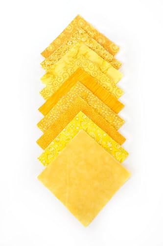 90 Pcs Fabric Strips Cute, Beautiful 100% Cotton Fabric Quilt, Width 5 inch Length 5 inch, Gift It's All Yellow pre-Cut Charm Pack Squares, DIY Blanket