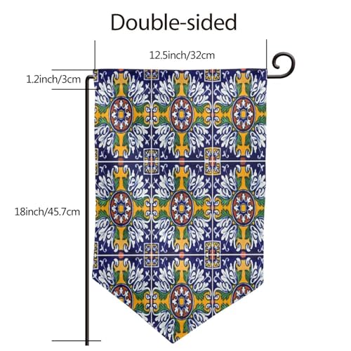 Mexican Talavera Tile Pattern Premium Garden Flags - Garden Decoration Flags/Yard Decoration Flags/Outdoor Garden Flags/Two Shapes Available