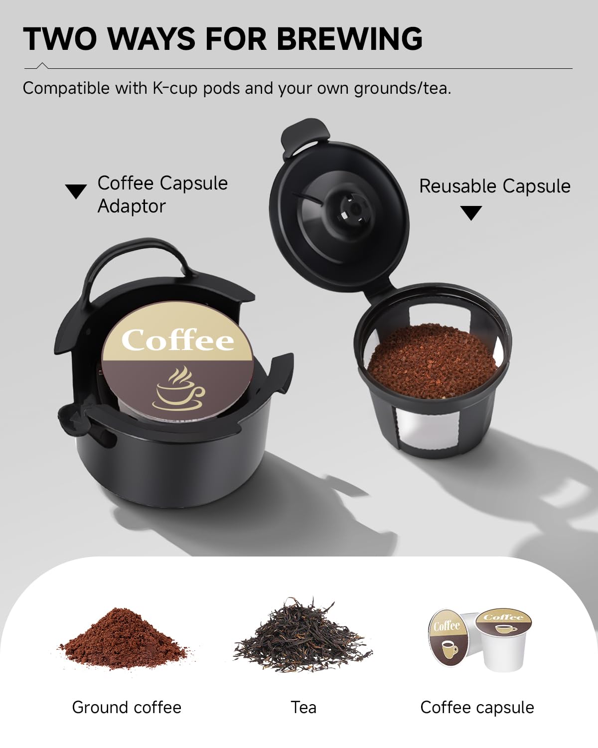 Vimukun Single Serve Coffee Maker Coffee Brewer Compatible with K-Cup Single Cup Capsule, Single Cup Coffee Makers Brewer with 6 to 14oz Reservoir, Tall Size KCM010A (Black)