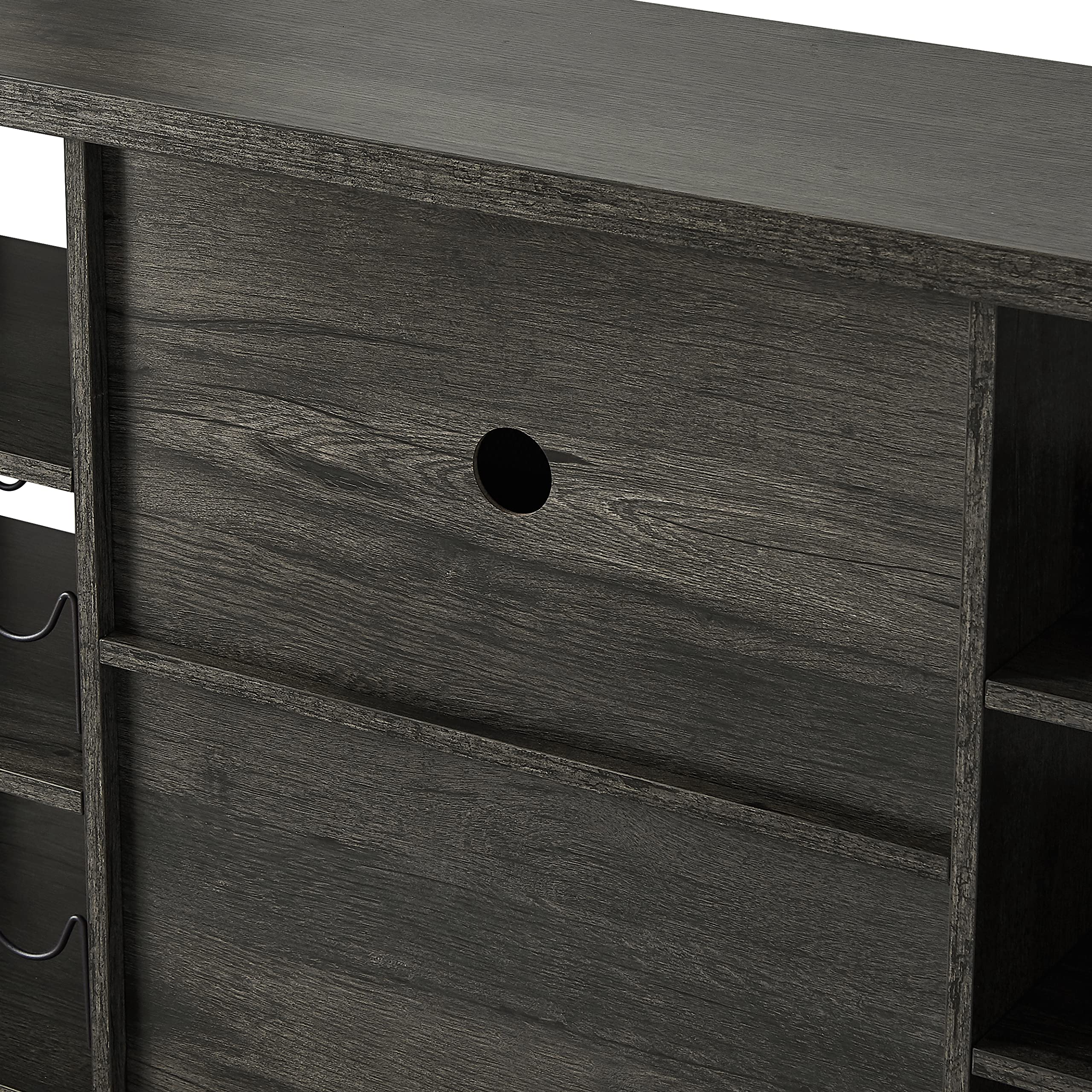 Tiophome Industrial Bar, Liquor Storage Credenza, Farmhouse Wood Coffee Cabinets with Wine Racks & Stemware Holder, Metal Sideboard and Buffet (55.12''W, Dark Grey)