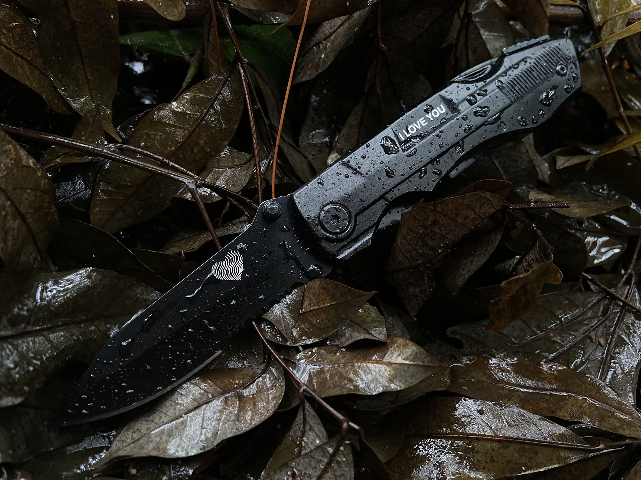 Gifts for Men Dad Husband Boyfriend Him from Daughter Son Wife Kids, Multitool Pocketl Knife, Engraved 'I LOVE YOU', Survival Multi Tool Cool Gadgets