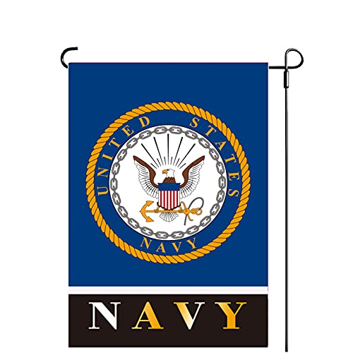 US Navy Military Garden Flags 12x18 Double Sided- United States USN Navy Memorial Small Flag Yard Banner for US Navy Naval