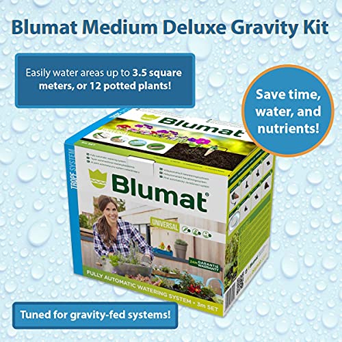 Blumat TROPF Medium Deluxe Irrigation Kit (12 Pack), Water Up to 12 Plants | Automatic Watering System | Garden, Patio, Hanging Baskets, Raised Bed, Greenhouse | Sustainable Outdoor System