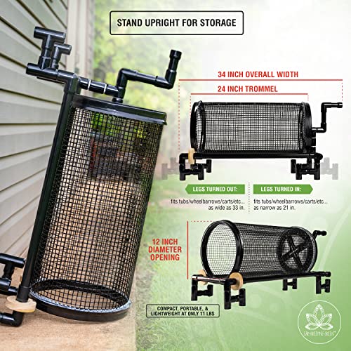 Rolling Garden Sifter with 1/2 in. Heavy Duty Screen and Accessories (1/4 in. Screen, Removeable Top, & Holding Bands)