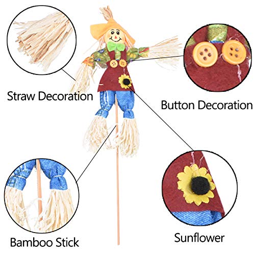 Halloween Fall Harvest Scarecrow Decoration, 8 Pack Small Standing Scarecrow Decor for Autumn, Halloween, Garden, Home, Yard, Porch, Thanksgiving Décor