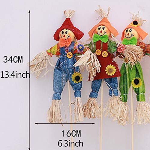 Halloween Fall Harvest Scarecrow Decoration, 8 Pack Small Standing Scarecrow Decor for Autumn, Halloween, Garden, Home, Yard, Porch, Thanksgiving Décor