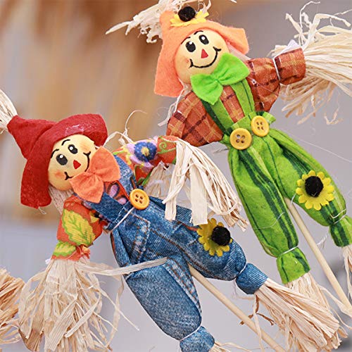 Halloween Fall Harvest Scarecrow Decoration, 8 Pack Small Standing Scarecrow Decor for Autumn, Halloween, Garden, Home, Yard, Porch, Thanksgiving Décor