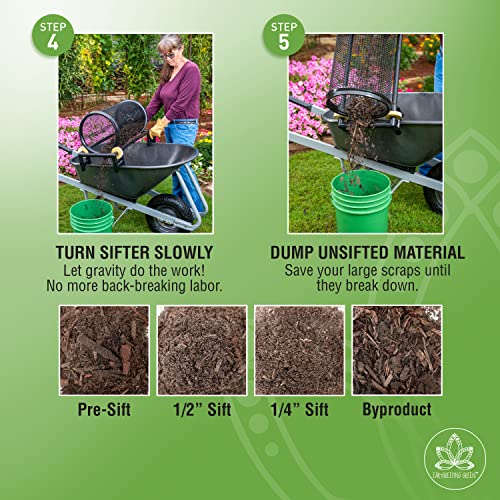 Rolling Garden Sifter with 1/2 in. Heavy Duty Screen and Accessories (1/4 in. Screen, Removeable Top, & Holding Bands)