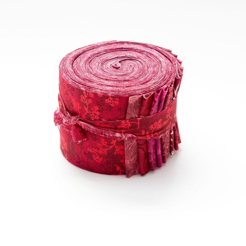 18 Pcs Fabric Strips Cute, Beautiful 100% Cotton Fabric Quilting Strips, Width 44 inch Length 2.5 inch, Gift It's All Red Jelly Roll pre-Cut, DIY Blanket
