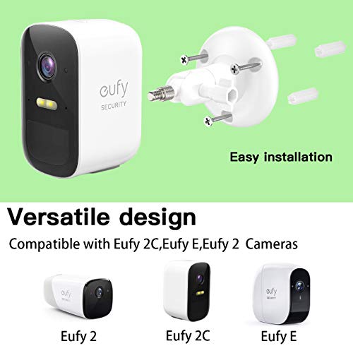 VOMENC Adjustment Wall Mount Holder Compatible with Eufycam 2c,Eufycam 2,Eufycam E and Other Eufycams Compatible Models,1/4" Screw Eufycam Wall Mounts (2PACK, White)