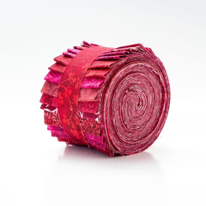 18 Pcs Fabric Strips Cute, Beautiful 100% Cotton Fabric Quilting Strips, Width 44 inch Length 2.5 inch, Gift It's All Red Jelly Roll pre-Cut, DIY Blanket