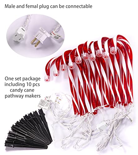 Christmas Candy Cane Pathway Makers Lights, 10inch Set of 10 Candy Canes Lights Outdoor, TIGOMOOV Candy Cane Lights Christmas Decorations Outdoor for Yard,Garden