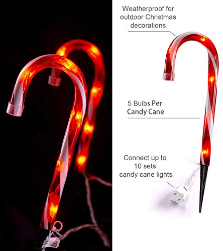 Christmas Candy Cane Pathway Makers Lights, 10inch Set of 10 Candy Canes Lights Outdoor, TIGOMOOV Candy Cane Lights Christmas Decorations Outdoor for Yard,Garden