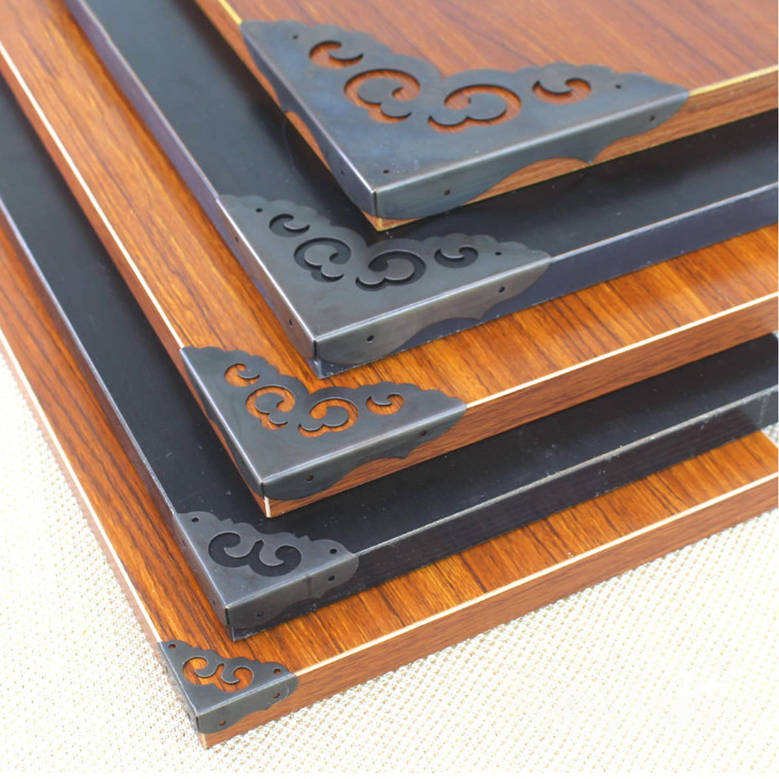 BAFAFA Corner Protector Decorative MetalDesk Edge Decorative,Metal Furniture Box Guards Corners Edge Tabledecorative Angle Brace,Antique Bronze Corner,Edge Bronze Corner Decorative Protectors Vintage