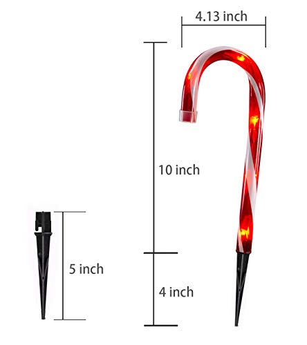 Christmas Candy Cane Pathway Makers Lights, 10inch Set of 10 Candy Canes Lights Outdoor, TIGOMOOV Candy Cane Lights Christmas Decorations Outdoor for Yard,Garden