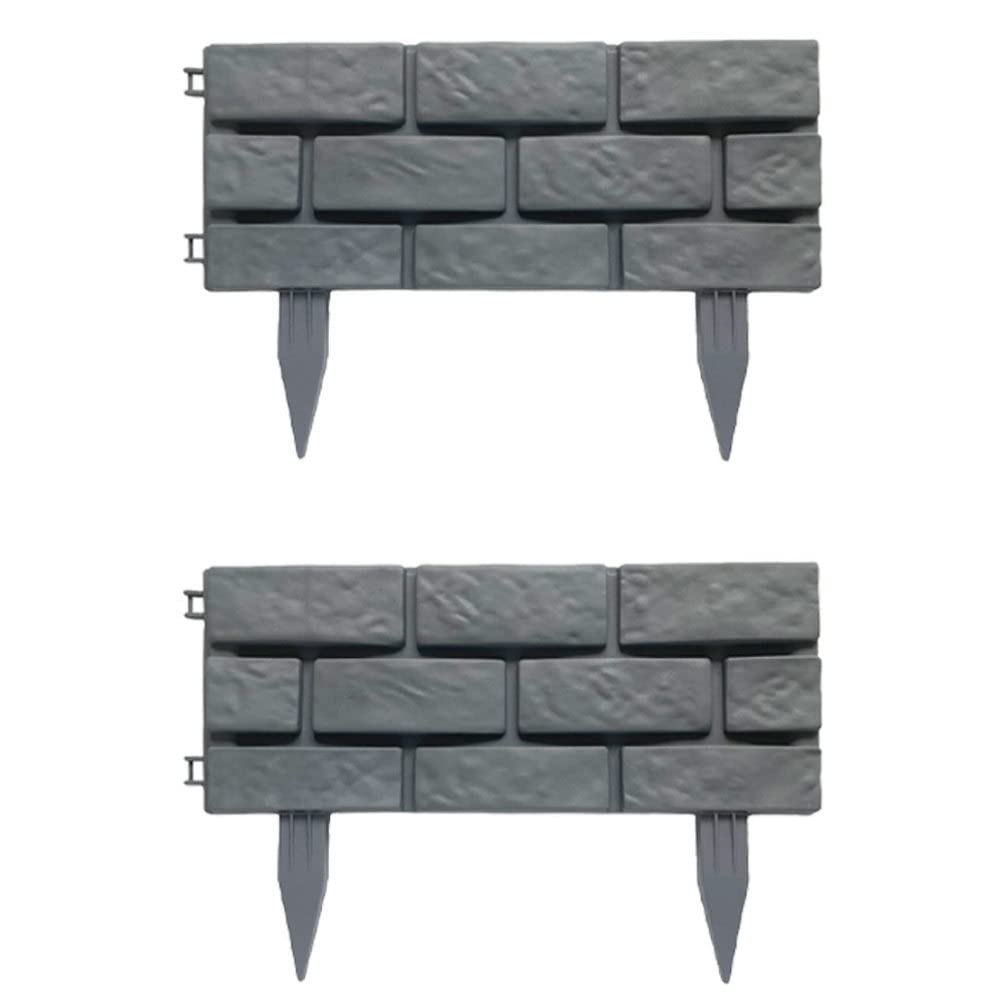 2pcs Garden Fence Edging Plastic Stone Effect Edging Interlock Flower Bed Border DIY Decorative Flower Grass Bed Border Random Color for Grey Series