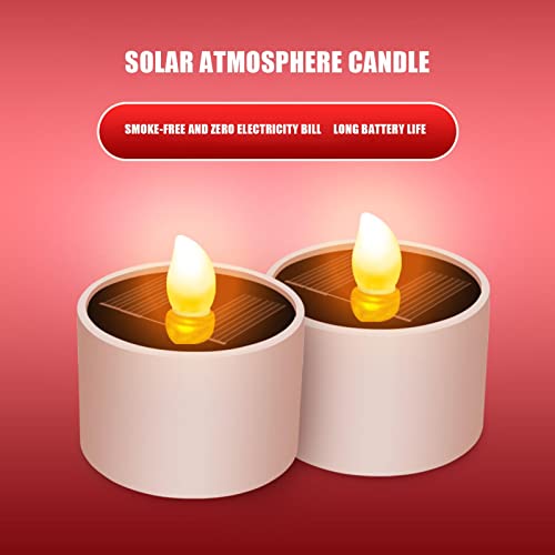 Hoghaki Solar Power Tea Lights,Outdoor Candle Flameless Flicker,IP42 Waterproof Rechargeable LED Candles with Dusk to Dawn Sensor,for Lantern Garden Camping Party Home Decorations