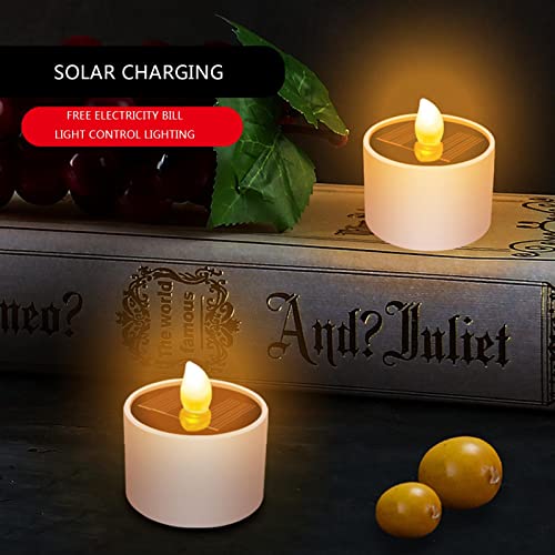 Hoghaki Solar Power Tea Lights,Outdoor Candle Flameless Flicker,IP42 Waterproof Rechargeable LED Candles with Dusk to Dawn Sensor,for Lantern Garden Camping Party Home Decorations