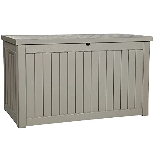 YITAHOME XXL 230 Gallon Large Outdoor Storage Deck Box for Patio Furniture, Outdoor Cushions, Garden Tools and Sports/Pools Equipment, Weather Resistant Resin, Lockable (Taupe)