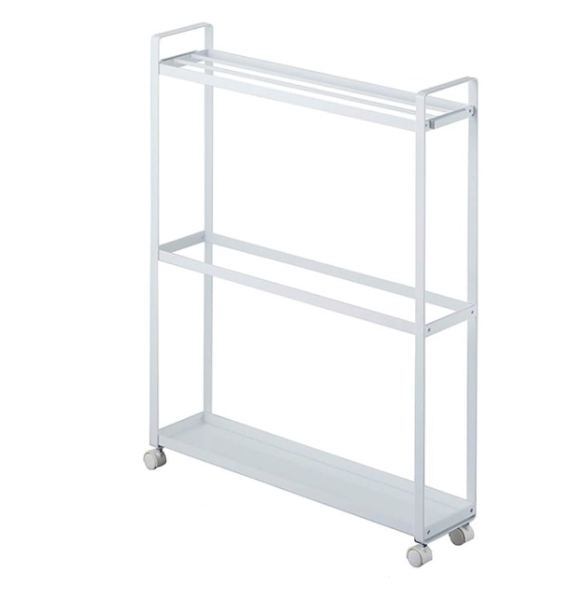 Standing Towel Racks 3 Tier Towel Rack with Wheels Cart-Rolling Iron Towel Stand Bathroom Storage Organizer Towel Holder for Bathroom Floor (Color : White, Size : 64 * 15 * 90cm)