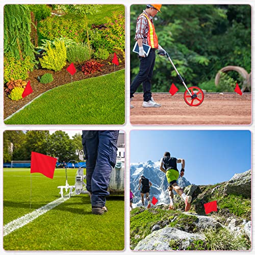 50 Pack Marking Flags Marker Flags for Lawn, IKAYAS 4 * 5 Inch Red PVC Small Yard Flags Yard Marking Flags on 15 inch Steel Wire, Lawn Flags, Yard Flags, Garden Flags