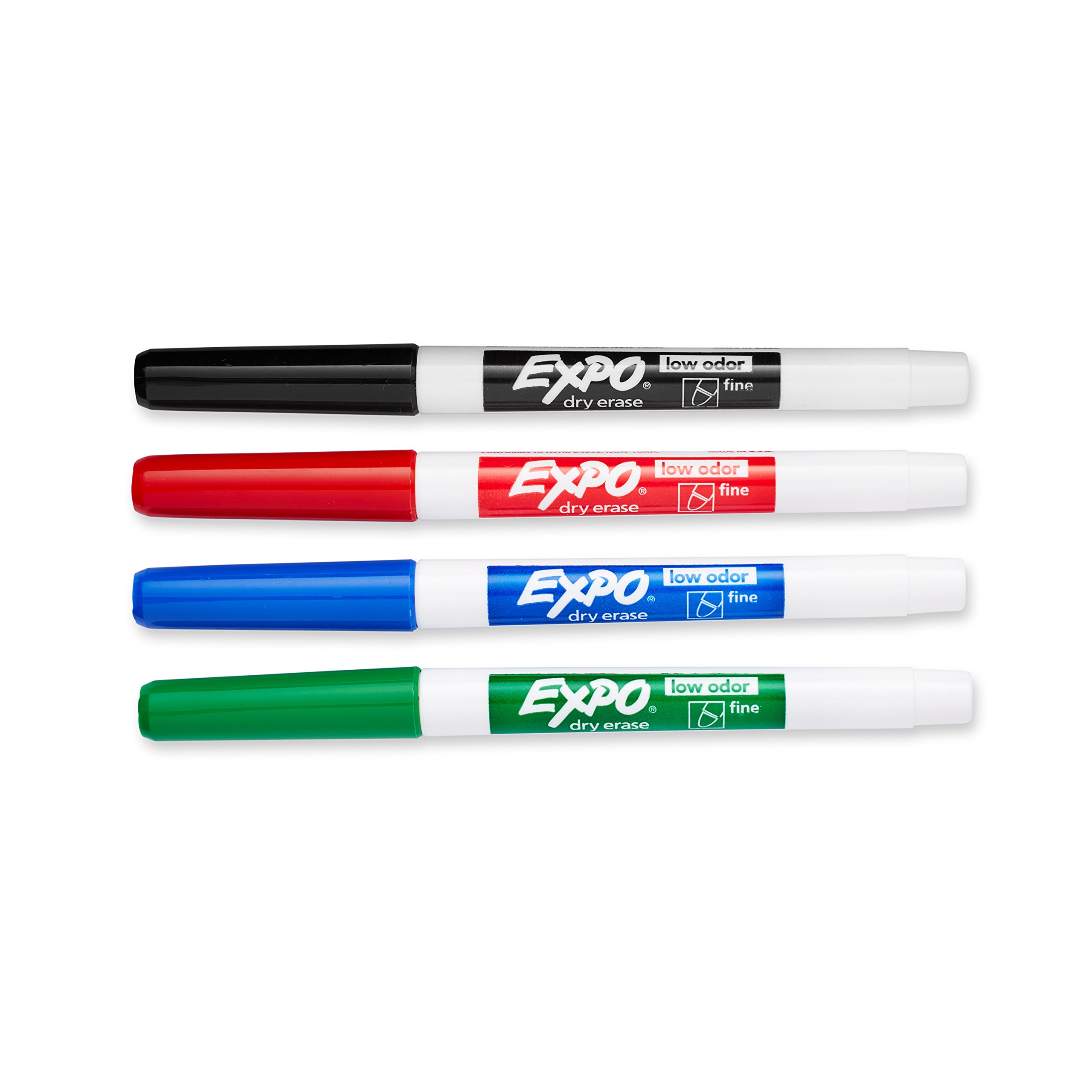 EXPO 86074 Low-Odor Dry Erase Markers, Fine Point, Assorted Colors, 4-Count