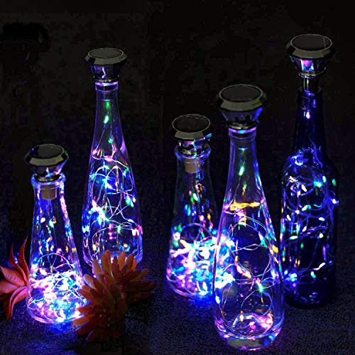Solar Wine Bottle Lights,Diamond Wine Cork Lights 12 Pack 20LED Solar Powered Decorations Indoor/Outdoor Garden Mini String Lights for DIY/Decor/Party/Wedding/Christmas/Halloween-Mixed Packaging