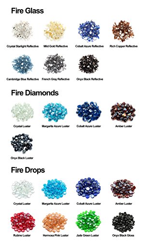 Li Decor 10 Pound Fire Glass Diamonds 1 Inch Fire Pit Glass Fire Glass Rocks for Gas Fireplace Margarita Azure Luster Blue