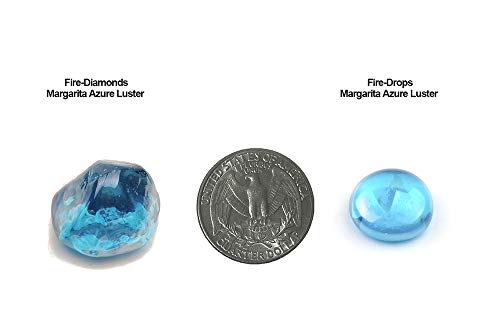 Li Decor 10 Pound Fire Glass Diamonds 1 Inch Fire Pit Glass Fire Glass Rocks for Gas Fireplace Margarita Azure Luster Blue