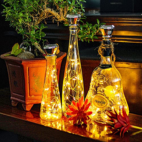 Solar Wine Bottle Lights,Diamond Wine Cork Lights 12 Pack 20LED Solar Powered Decorations Indoor/Outdoor Garden Mini String Lights for DIY/Decor/Party/Wedding/Christmas/Halloween-Mixed Packaging
