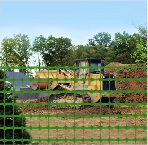 OLDMACDONALD Guardian Warning Barrier, Plastic Mesh Fence, Construction Barrier Netting, Green 4ft x 164ft (1.22m x 50m) (mesh 1.75"x1.75"), Garden Fencing, for Snow, Poultry, Chicken, Garden Netting