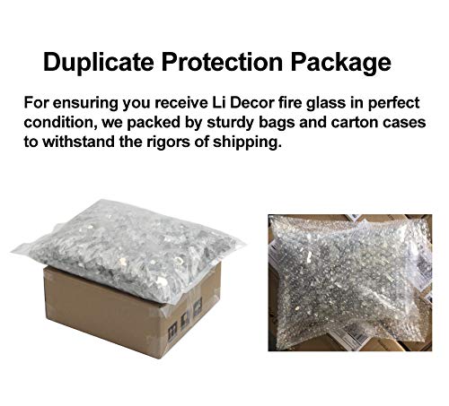 Li Decor 10 Pound Fire Glass Diamonds 1 Inch Fire Pit Glass Fire Glass Rocks for Gas Fireplace Margarita Azure Luster Blue