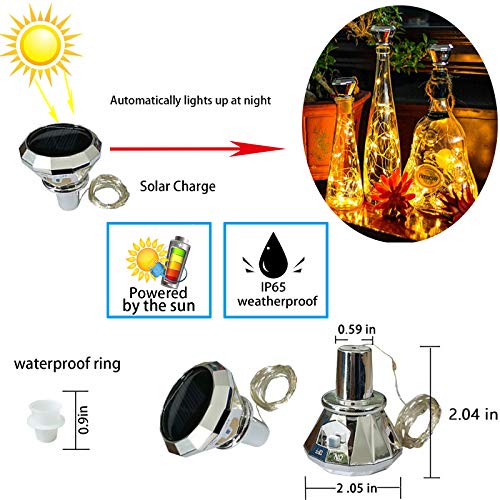Solar Wine Bottle Lights,Diamond Wine Cork Lights 12 Pack 20LED Solar Powered Decorations Indoor/Outdoor Garden Mini String Lights for DIY/Decor/Party/Wedding/Christmas/Halloween-Mixed Packaging