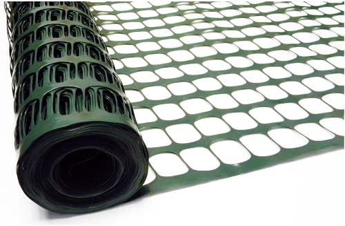 OLDMACDONALD Guardian Warning Barrier, Plastic Mesh Fence, Construction Barrier Netting, Green 4ft x 164ft (1.22m x 50m) (mesh 1.75"x1.75"), Garden Fencing, for Snow, Poultry, Chicken, Garden Netting